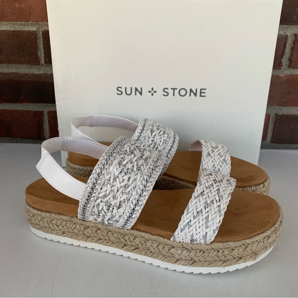 Sun + Stone | Shoes | Sun Stone Karlip White Tan Shoes Wedge Platform ...